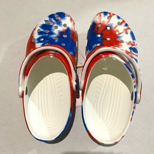 CROCS | Shoes | Crocs Classic Tiedye Clog Red Blue And White | Poshmark